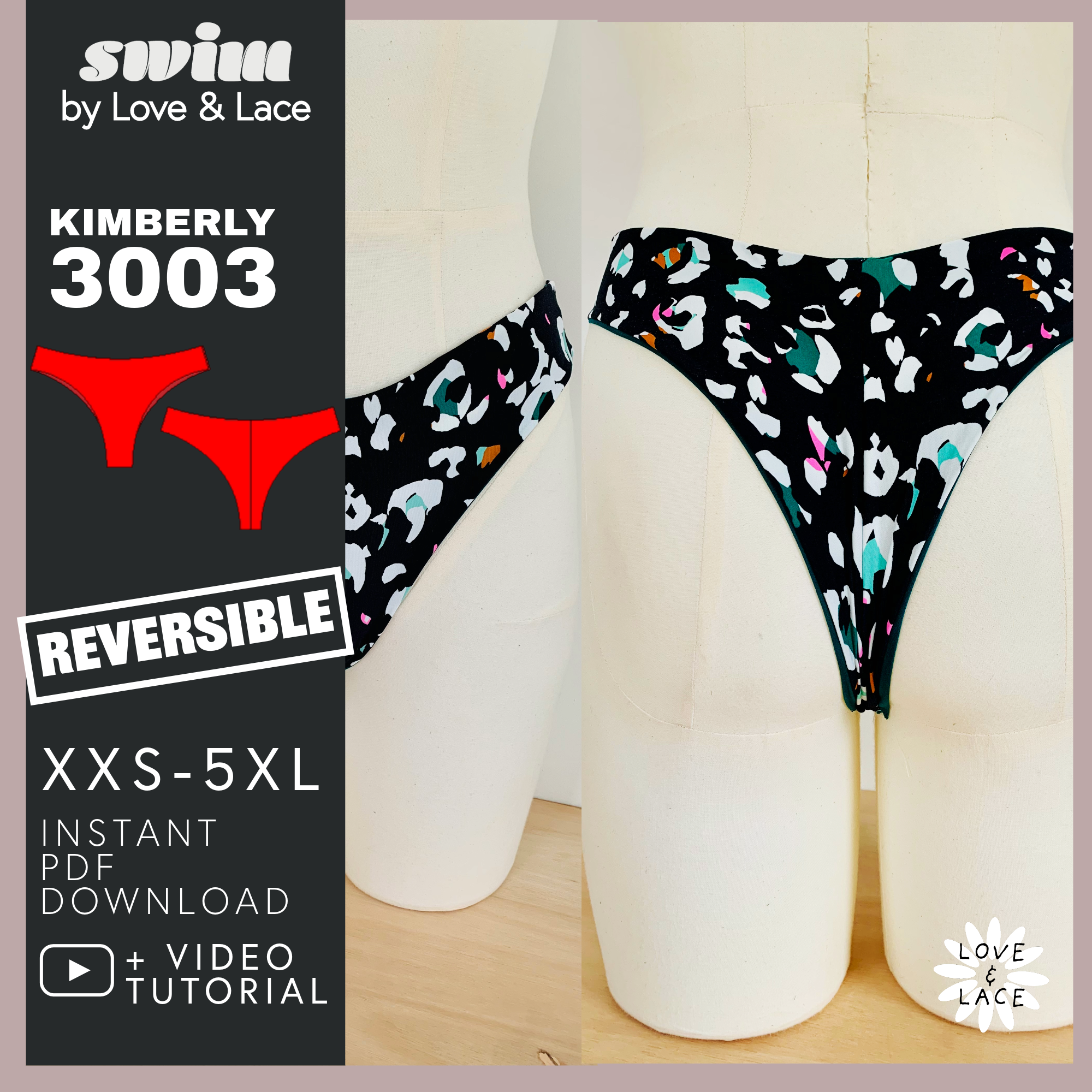 Bikini Bottoms | PDF Sewing Pattern sizes XXS-5XL | Kimberly – Love & Lace