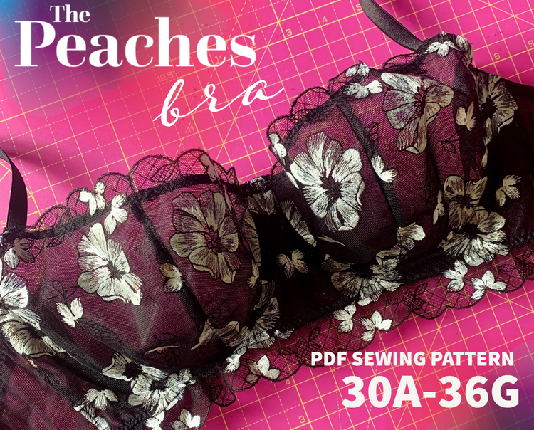 Underwired Balcony Bra Sewing Pattern 30A-36G UK Sizing | Peaches Bra ...