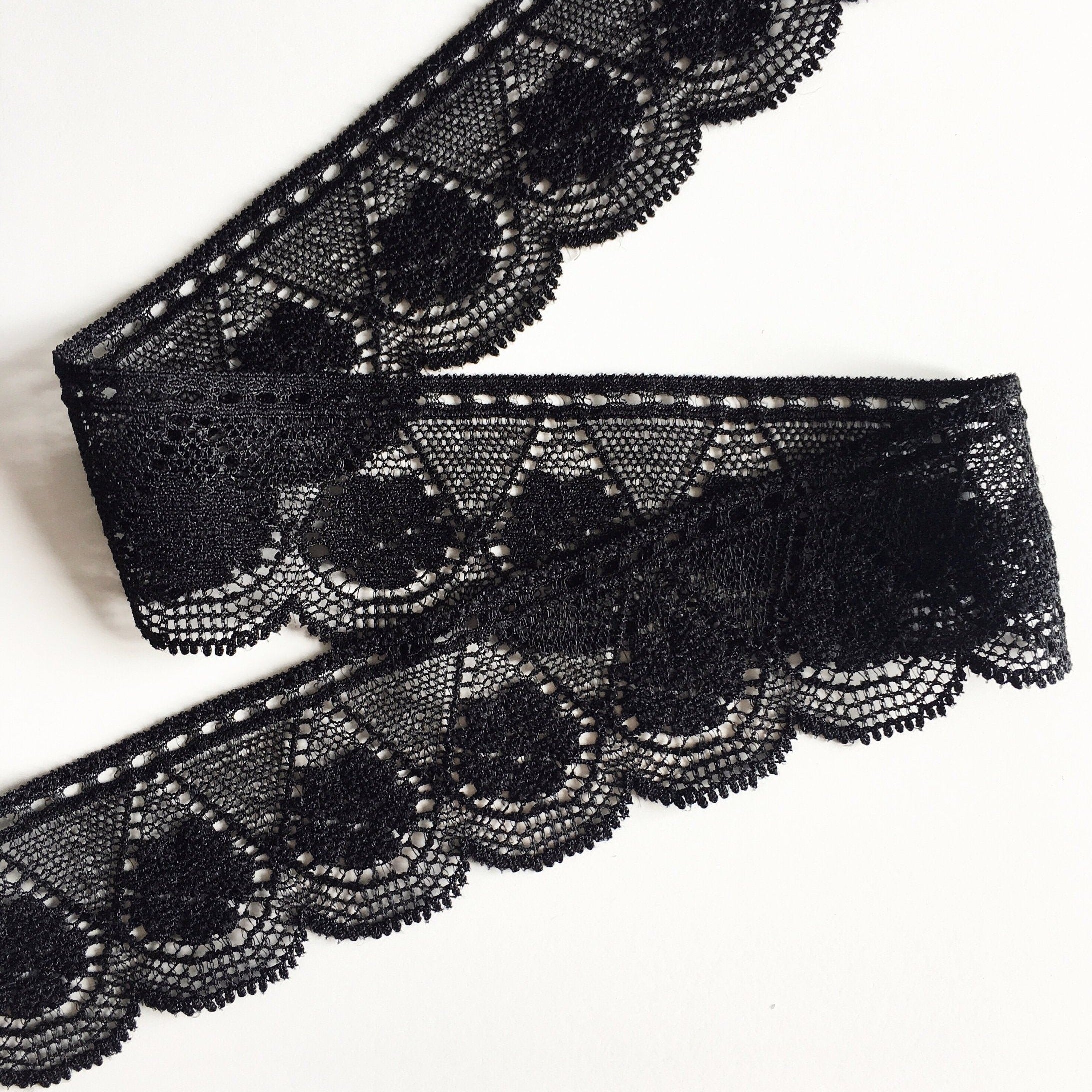 Stretch Lace Trim with Floral Pattern | 3.5cm wide available in a choi ...